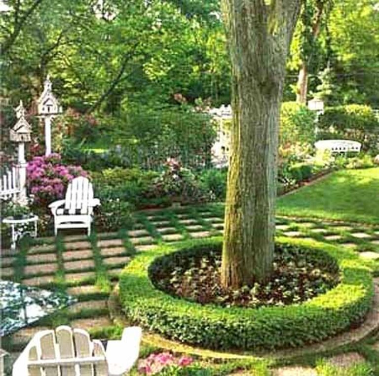 22 Charming Flower Bed Ideas to Dress Up Trees