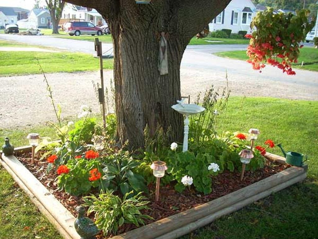 22 Charming Flower Bed Ideas to Dress Up Trees