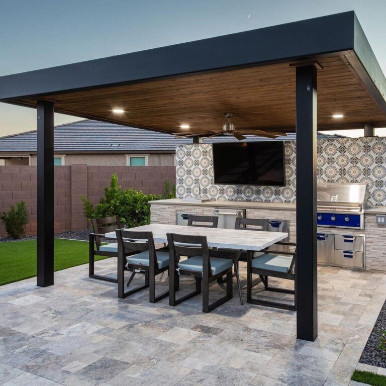 18 Covered Grill Area Designs for All Seasons