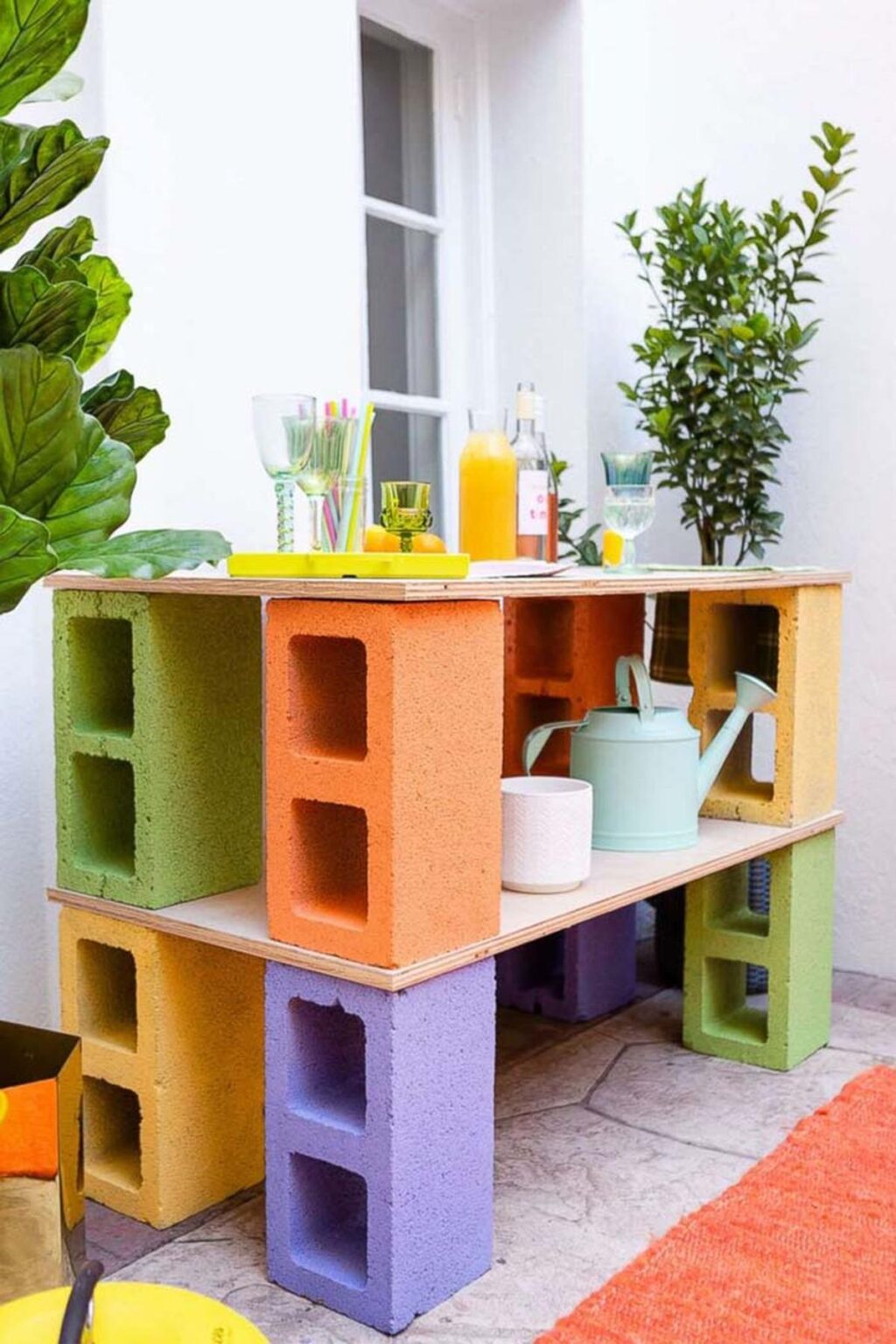 24 Creative Painted Cinder Block Ideas for a Colorful Home