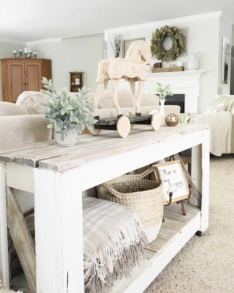 33 Farmhouse Sofa Table Decor Ideas for Your Living Room -Architectural ...