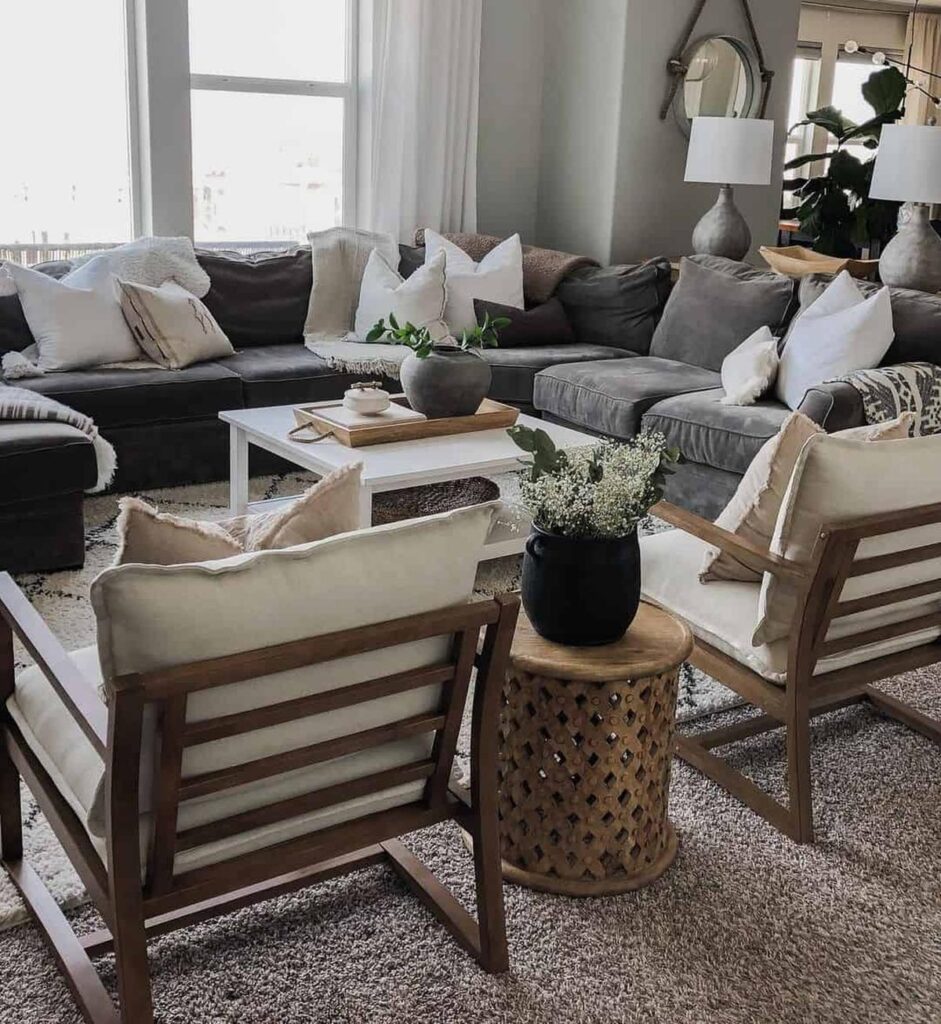 19 Stunning Grey Modern Farmhouse Living Rooms -Architectural Foundation