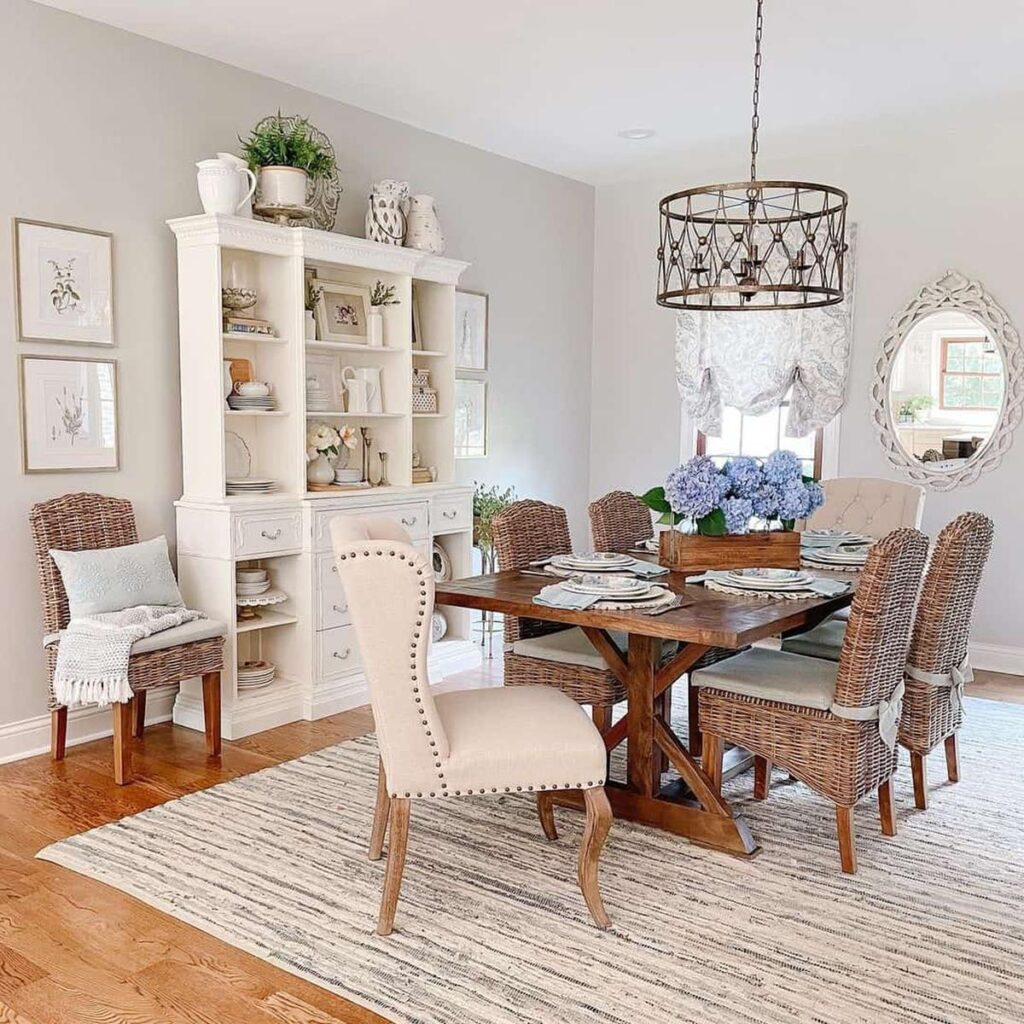 37 Elegant Farmhouse Dining Rooms Featuring Chic Gray Walls ...