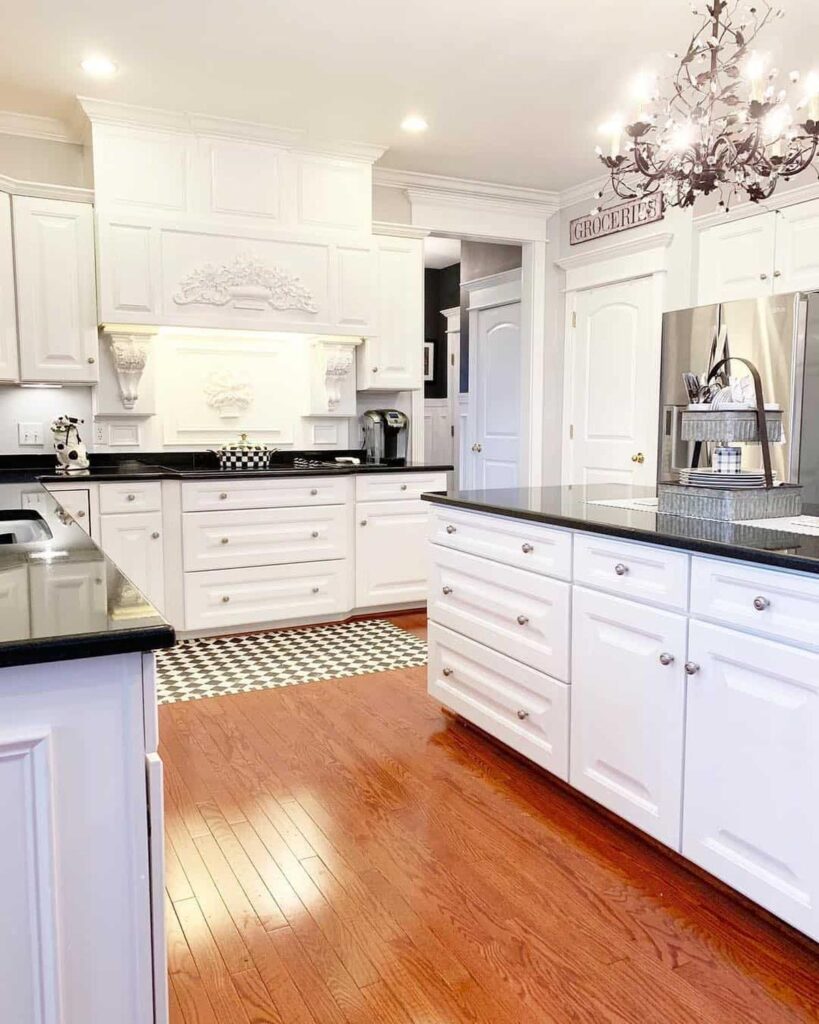 22 White Kitchen Cabinets That Shine with Dark Countertops ...