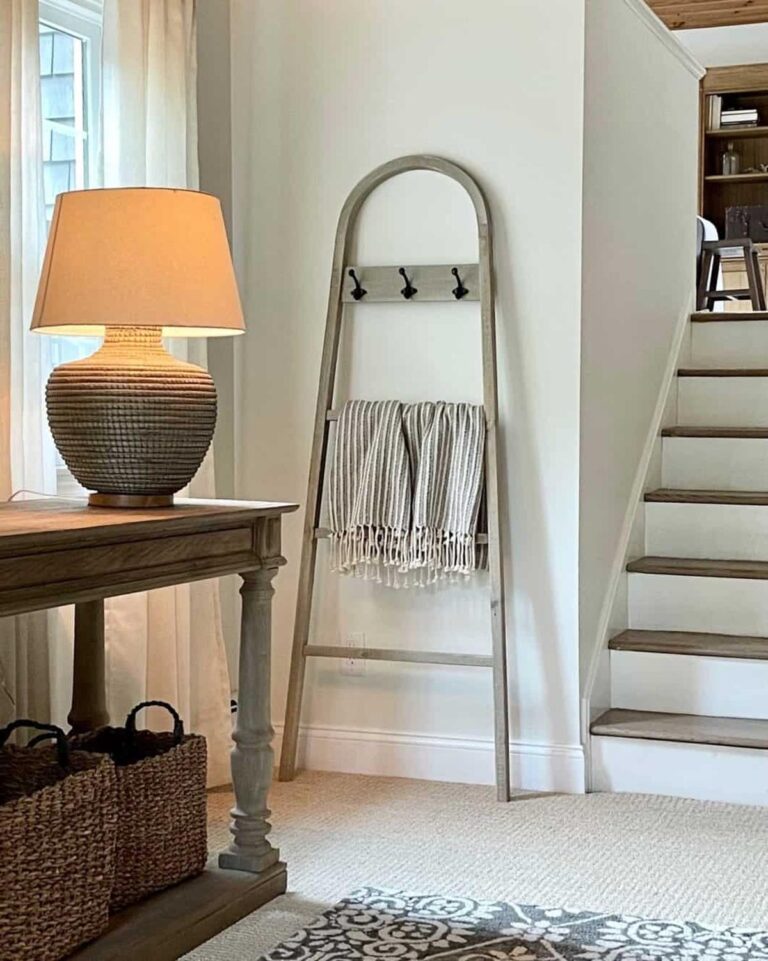 33 Creative Farmhouse Blanket Ladder Ideas for Storage -Architectural ...