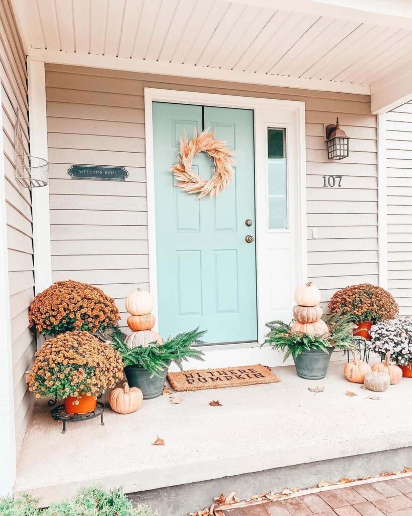 34 Eye-Catching Front Door Fall Wreath Ideas -Architectural Foundation