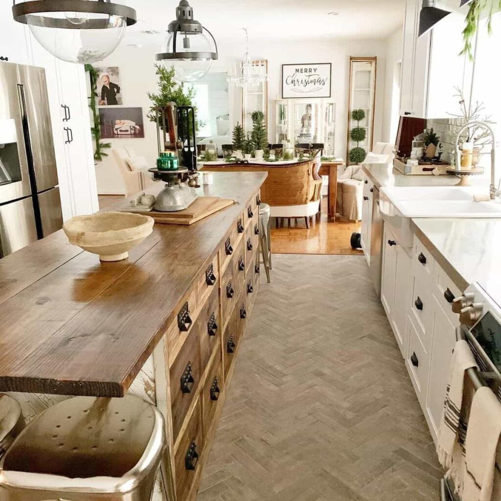 30 White Kitchens with Wood Islands to Inspire You -Architectural ...
