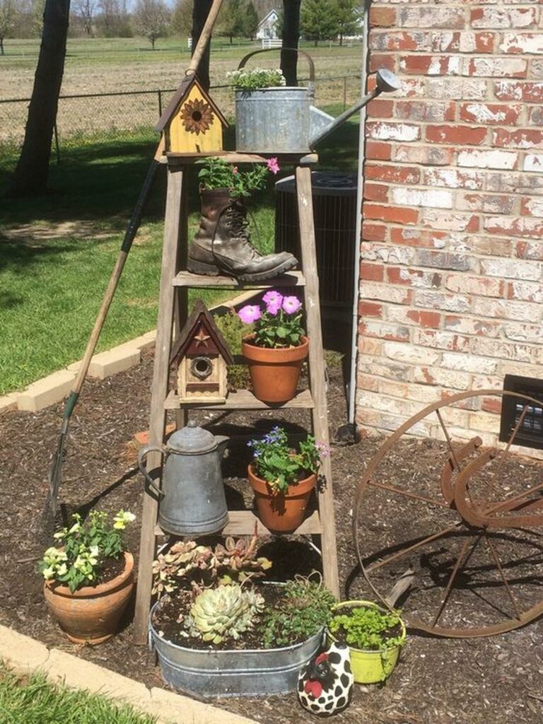 46 Vintage Ladder Garden Transformation Ideas