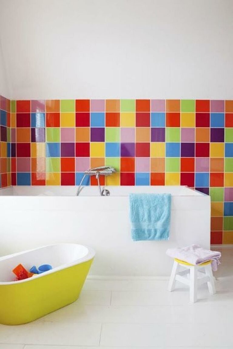 47 Vibrant Multicolor Tile Bathroom Decor Ideas