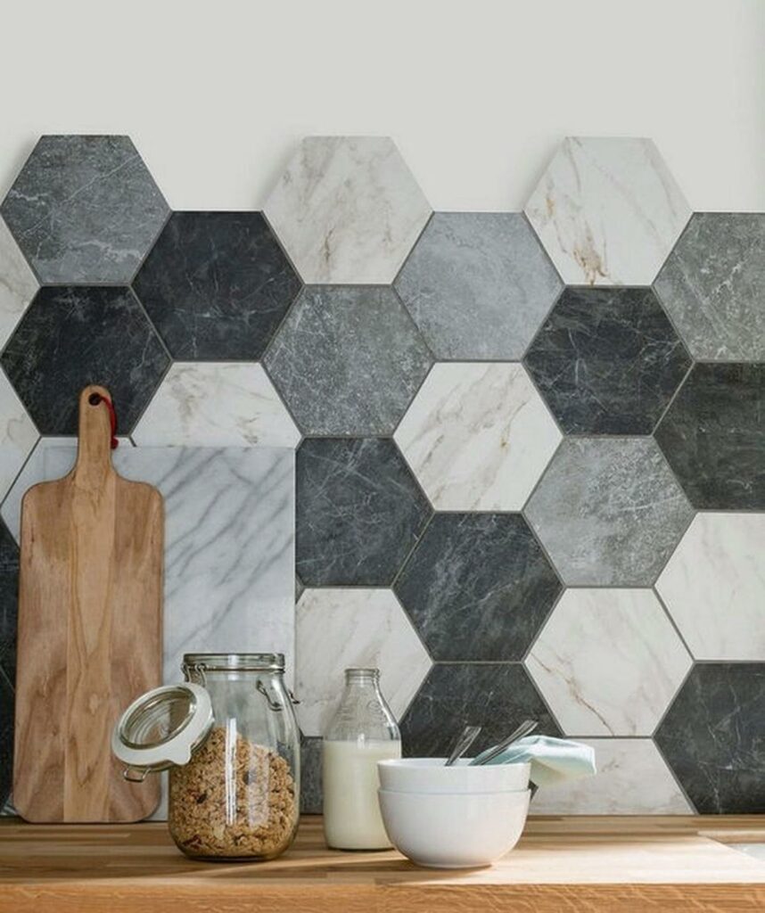 41 Bold Hexagon Tile Ideas for Kitchen Backsplashes