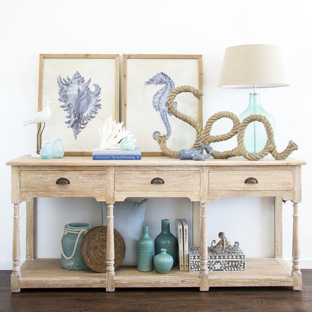 25 Breezy Ideas To Style A Beach Or Coastal Console