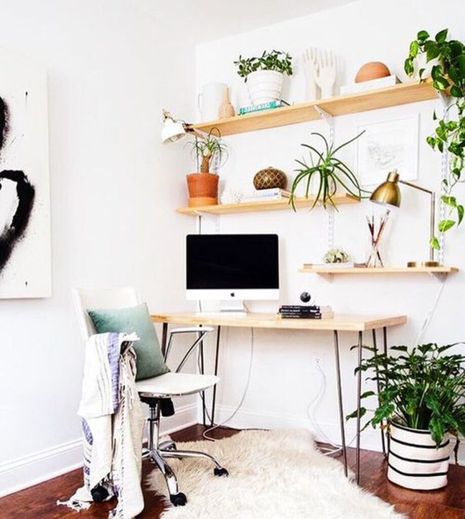 20 Refreshing Green Home Office Desk Ideas with Plants