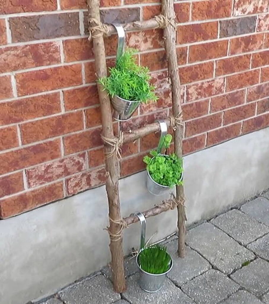 20 Charming DIY Garden Ladders and Trellises Using Tree Branches