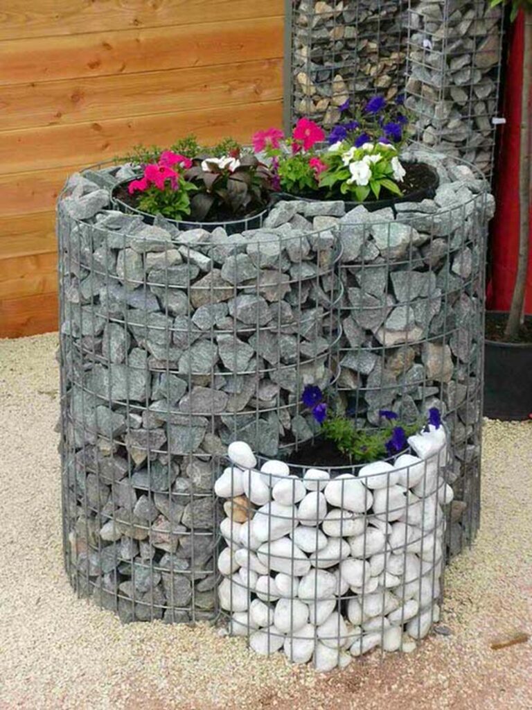 24 Delightful Gabion Plant Stand Ideas for Your Outdoor Oasis