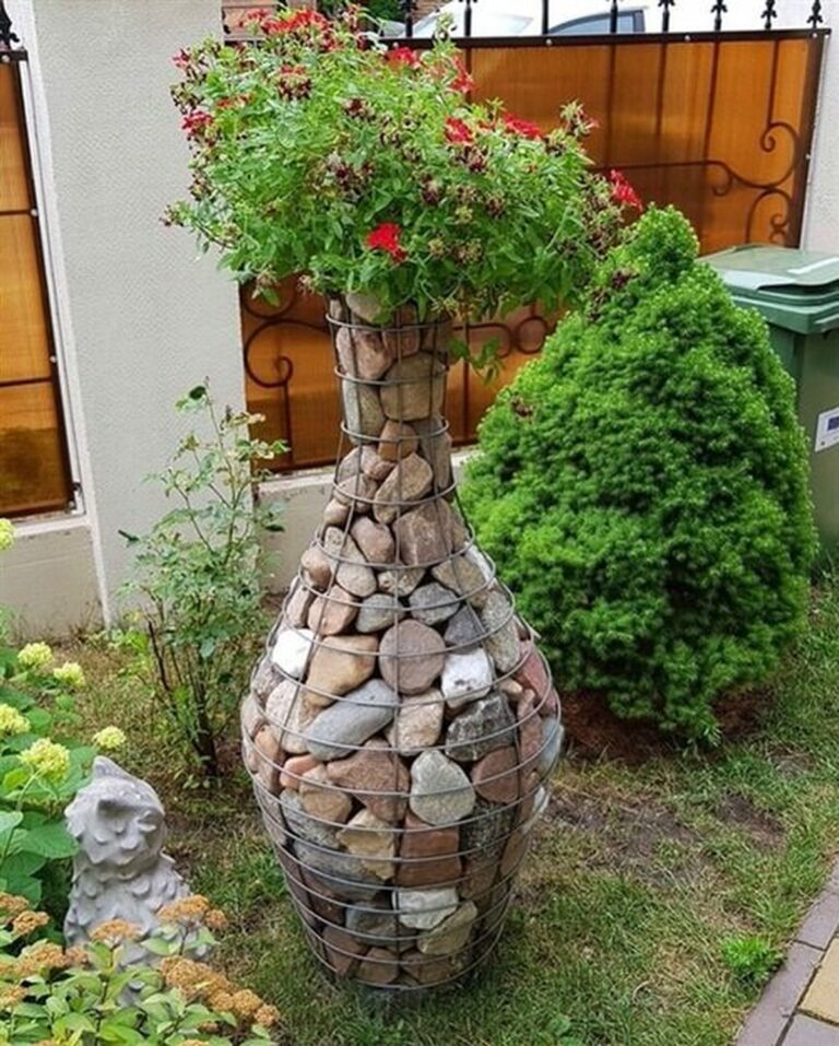 24 Delightful Gabion Plant Stand Ideas for Your Outdoor Oasis
