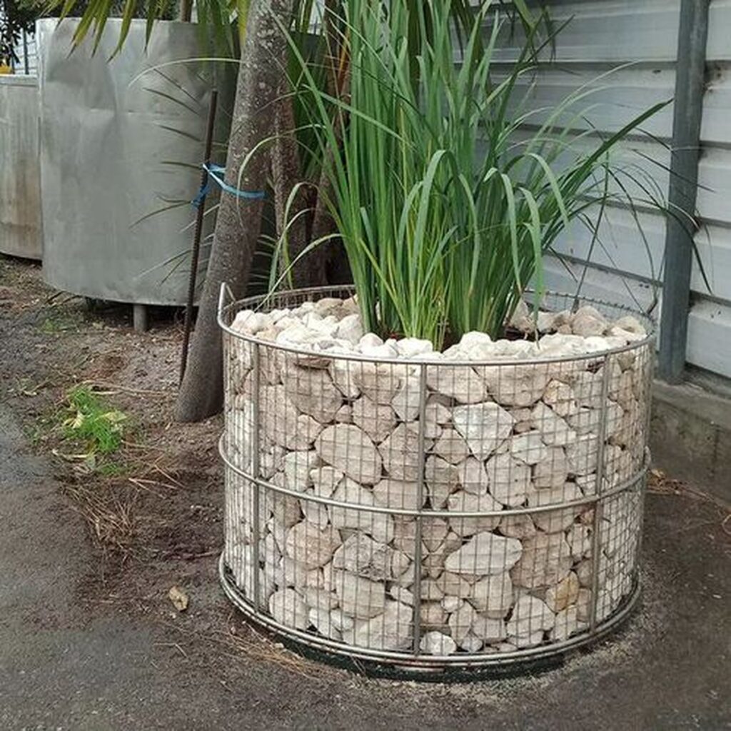 24 Delightful Gabion Plant Stand Ideas for Your Outdoor Oasis