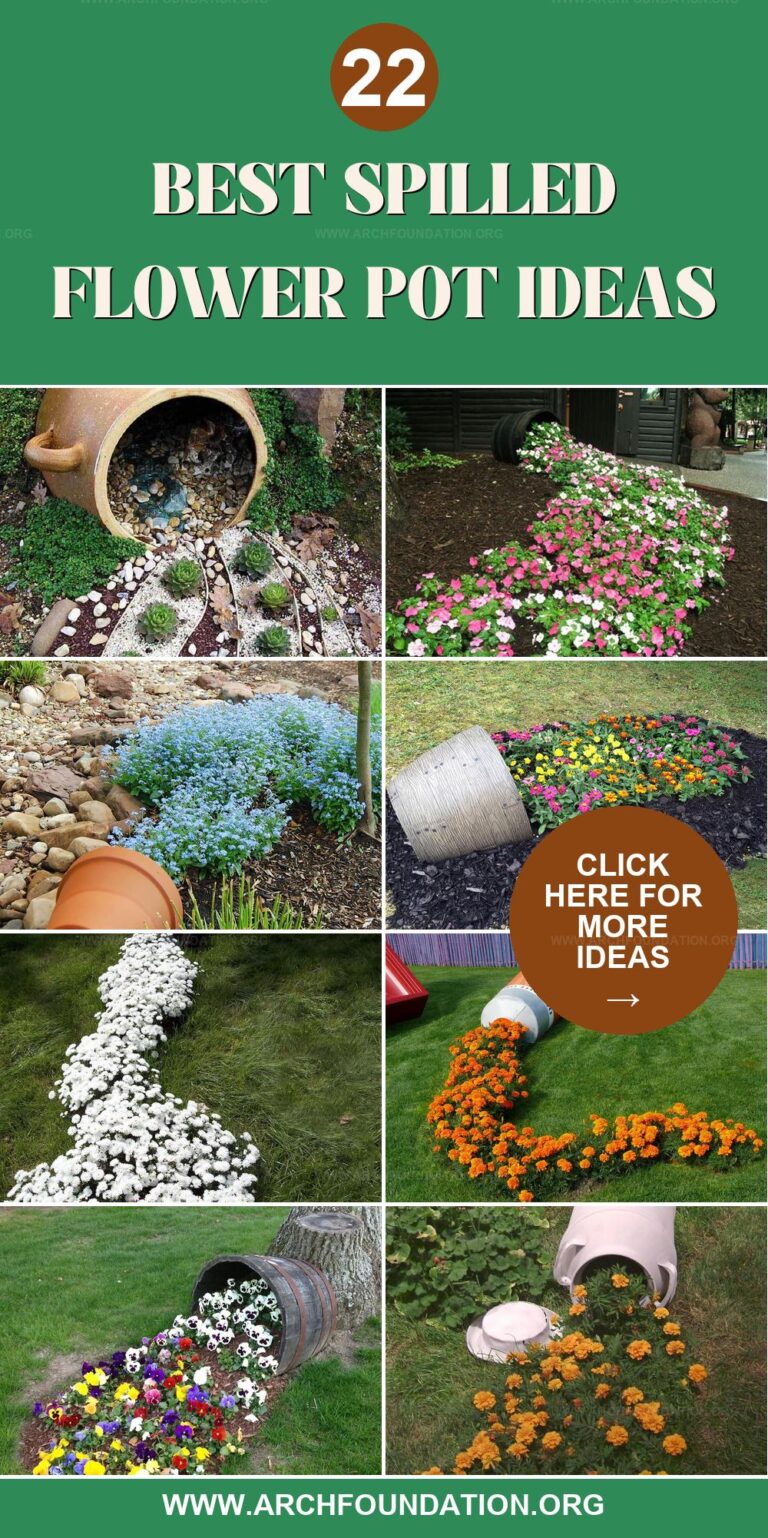 22 Charming Spilled Flower Pot Ideas to Decorate Your Outdoor Space